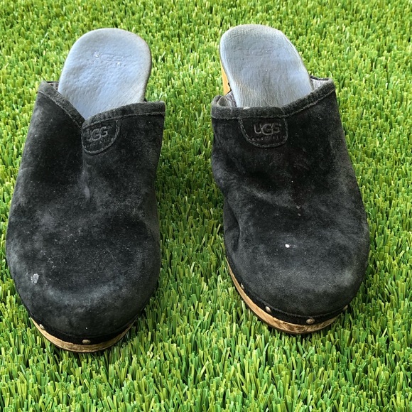 UGG | Shoes | Ugg Abbie Australian Clogs Black Suede Sz 8 | Poshmark